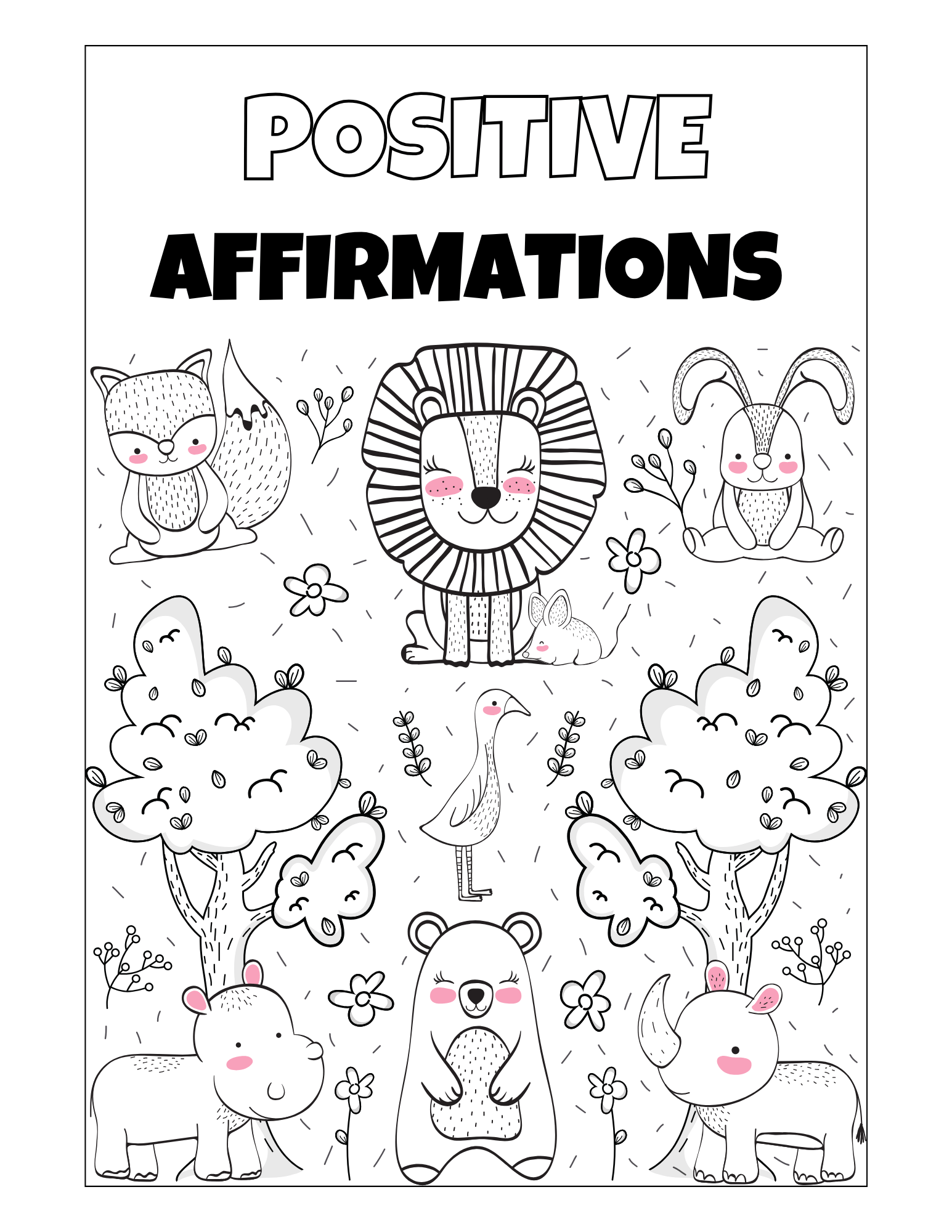 Coloring Pages: 19 Positive Affirmations (Free PDF Printables)